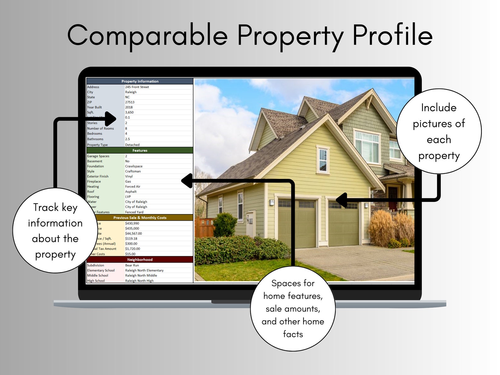 Real Estate CMA Spreadsheet Template for Excel and Google Sheets , Real ...