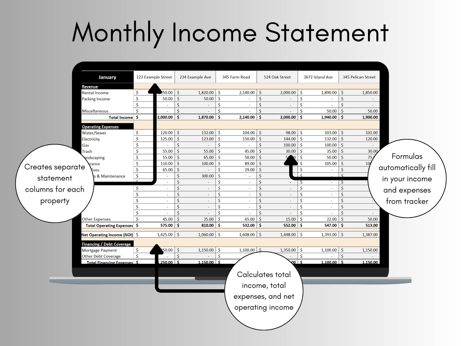 Rental Property Accounting Spreadsheet for Excel and Google Sheets ...