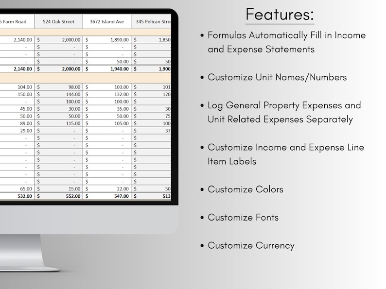 Multiple Unit Rental Property Accounting Spreadsheet for Excel and ...