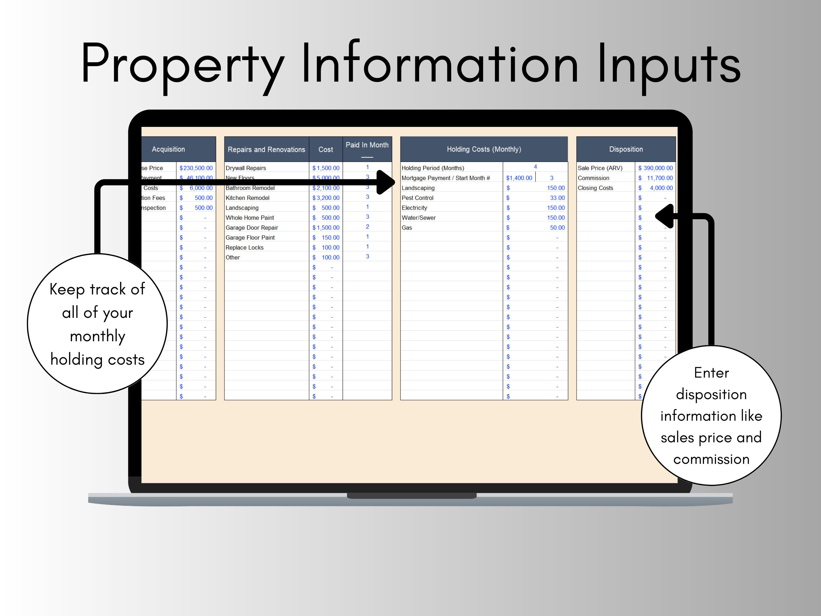 House Flipping Profit and Cost Analysis Spreadsheet for Excel and ...