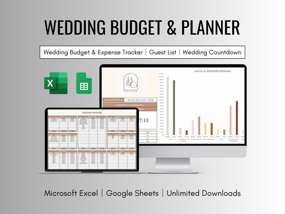 Wedding Budget and Planning Spreadsheet for Excel and Google Sheets ...
