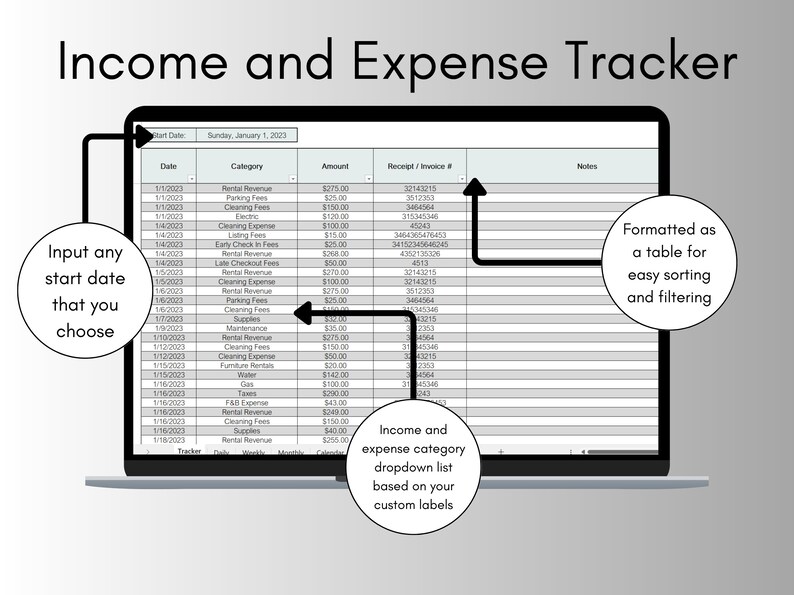 Income and Expense Tracking Spreadsheet for Excel and Google Sheets ...