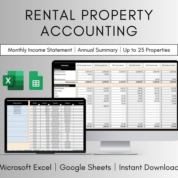 Rental Property Management Excel Template - Etsy