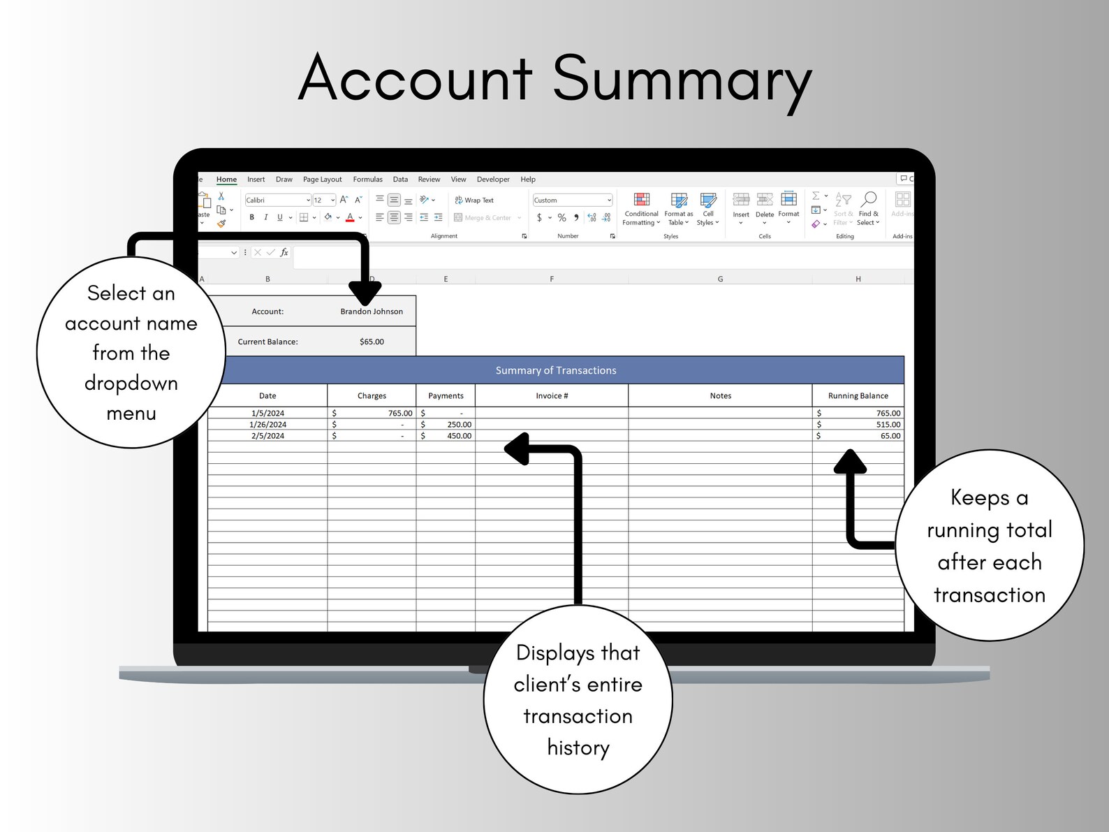 Billing Manager Spreadsheet Template for Excel and Google Sheets ...
