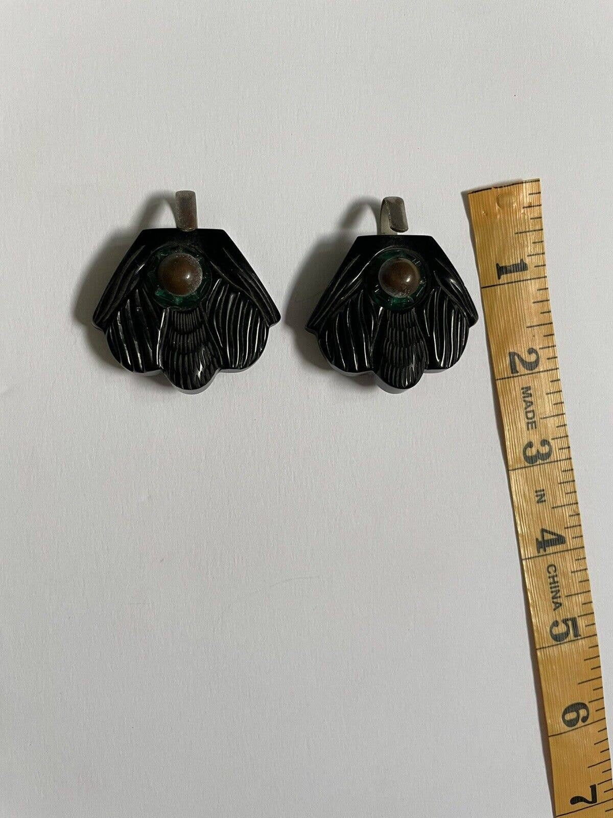 Vintage Art Deco Carved Bakelite Cloak Cape Fur Clasp Clip Black - Etsy