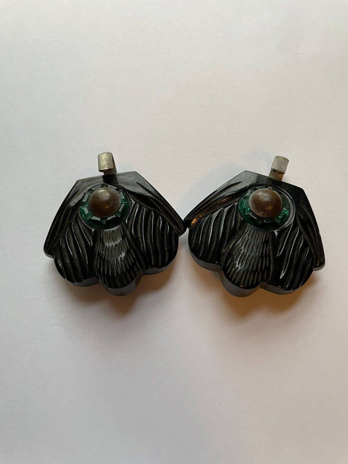 Vintage Art Deco Carved Bakelite Cloak Cape Fur Clasp Clip Black - Etsy