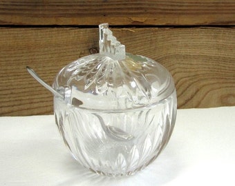 Crystal Jam / Condiment Jar With Silver Lid and Spoon - Etsy