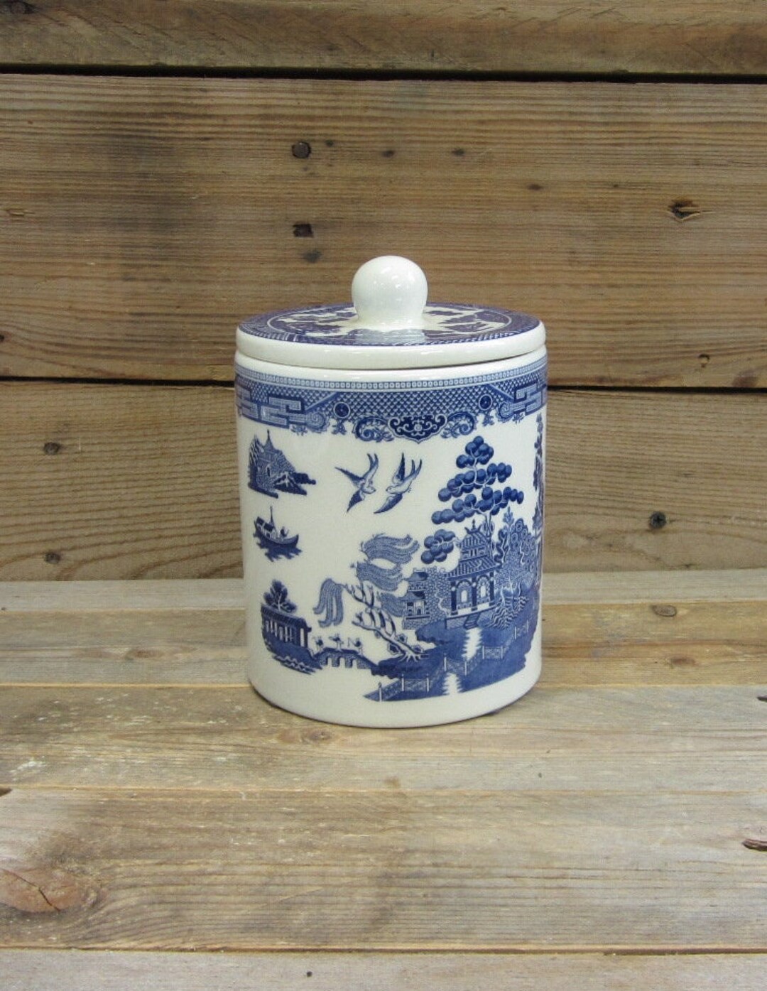 Johnson Bros. Blue Willow Canister With Lid, Vintage Blue and White ...