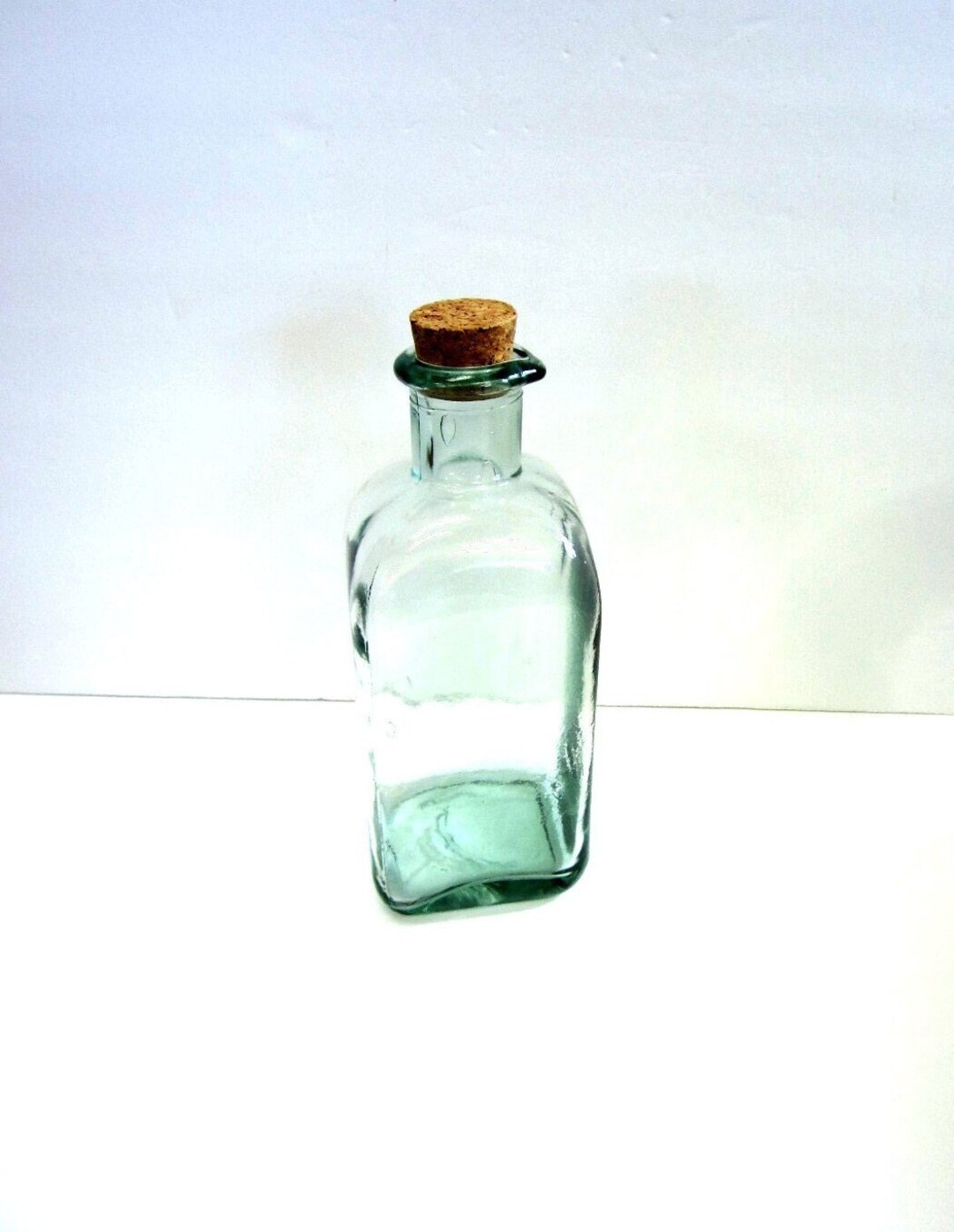 Square Handblown Light Green Bottle With Pour Spout, Vintage Green ...