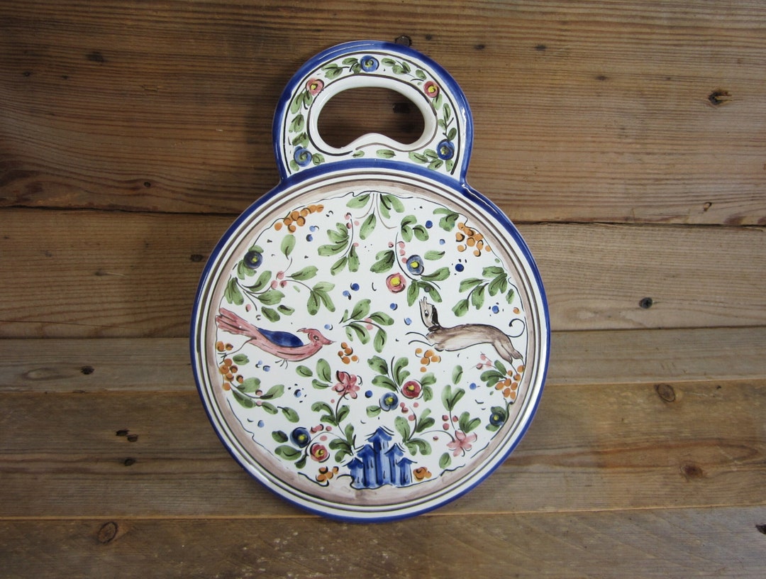 Vintage Mexican Pottery Trivet Hand Painted With Floral Design, Trivet ...
