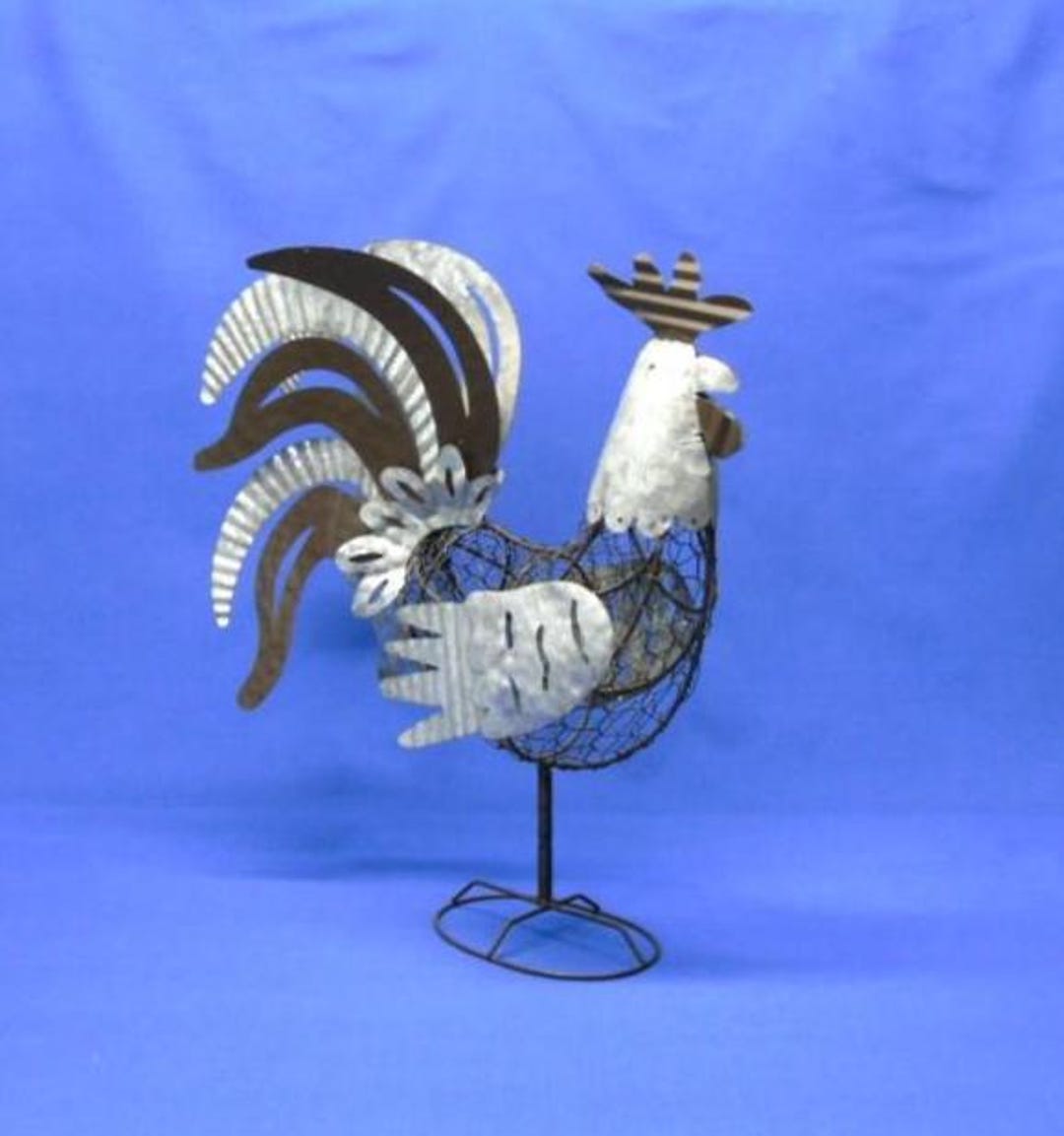 Rustic Metal & Chicken Wire Rooster Figurine, Vintage Farmhouse Decor ...