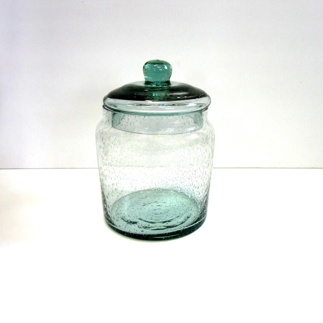 Light Green Bubble Glass Apothecary Jar Handblown Green Glass - Etsy