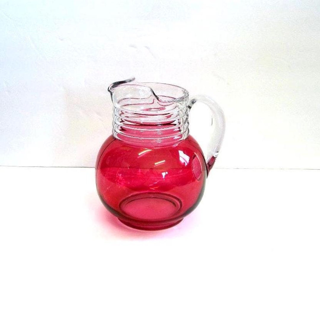 Ruby Flash Ball Pitcher or Jug by Anchor Hocking 1950's Red and Clear ...