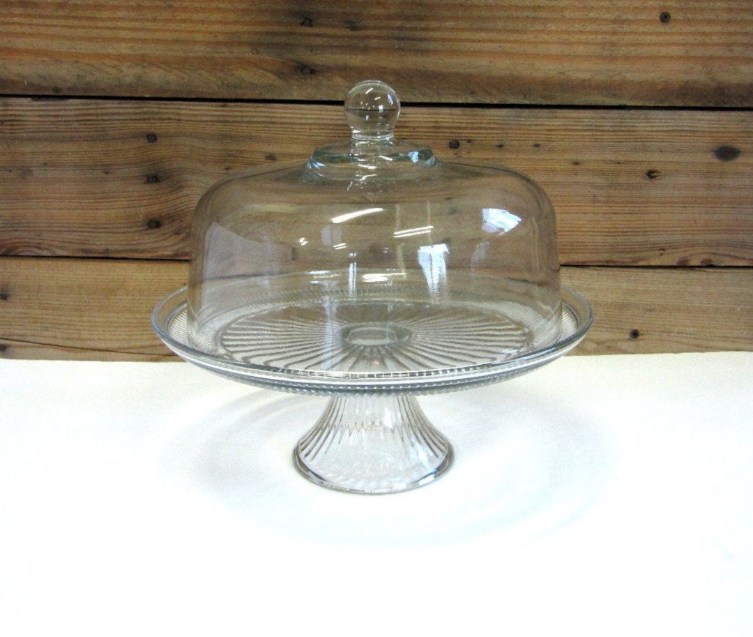 Large Crystal Cake Stand With Dome, Clear Crystal Cupcake Display Stand ...