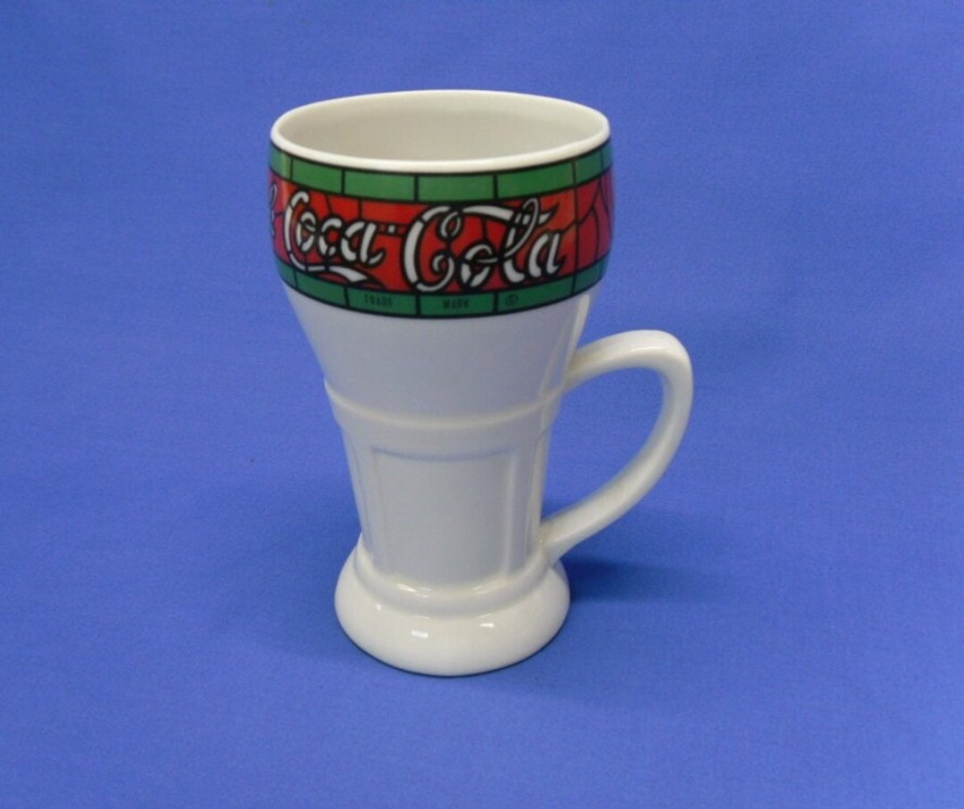 Vintage Coca Cola Milk Glass Pedestal Mug, 1970's White Glass Coke Mug ...