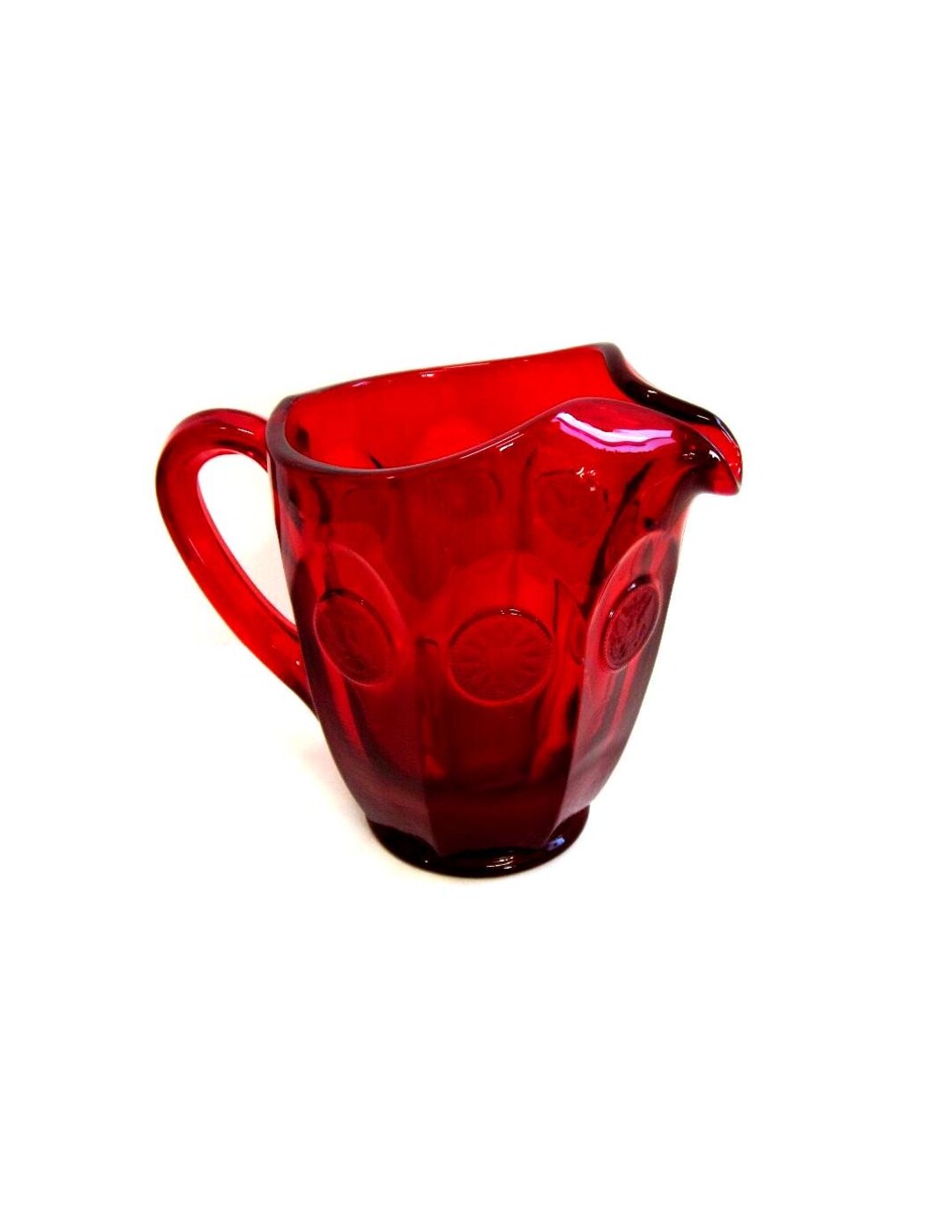 Fostoria Ruby Red Coin Glass Pitcher, Vintage Red Glass Ice Tea Pitcher ...