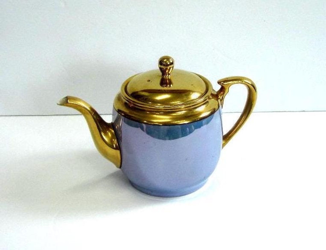 Blue Luster & Gold Deco Noritake Teapot - Etsy