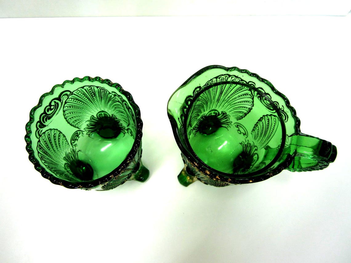EAPG Mckee & Brothers Emerald Green Geneva Aka Shell and Scroll Sugar ...