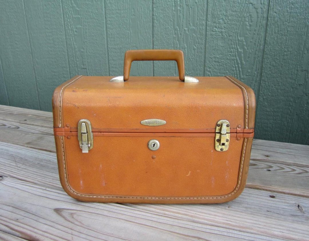 Vintage Light Brown Train Case: Mid Century Taperlite Carry on Luggage ...