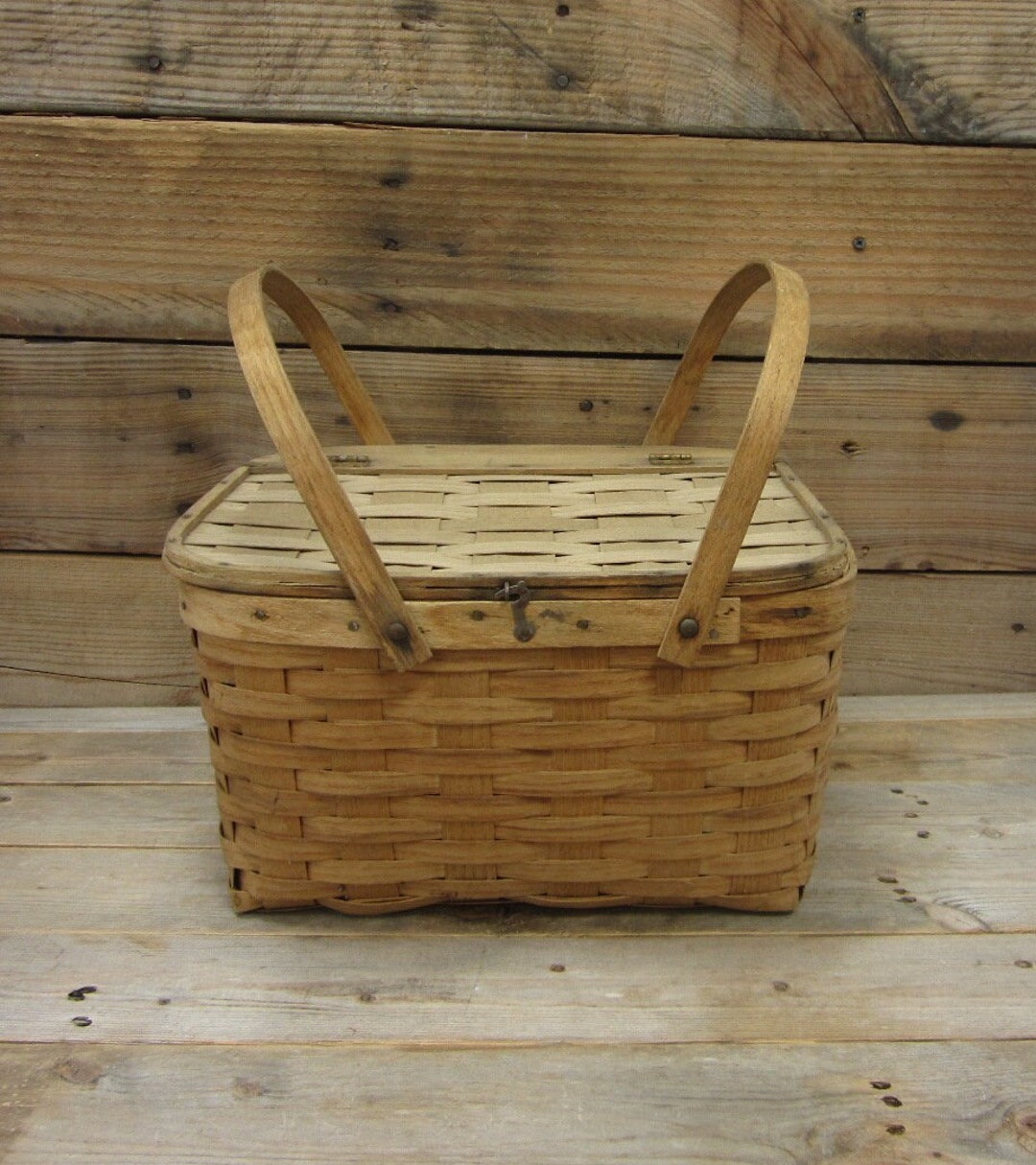 Vintage Picnic Basket or Pie Taker Basket, West Rindge Baskets Woven ...