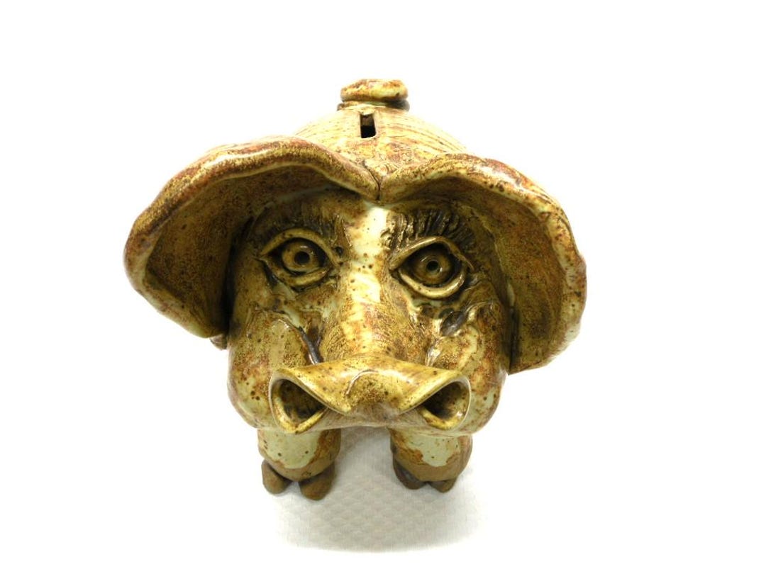 Whimsical Taggert Studio Stoneware Piggy Bank, Large & Heavy Pottery ...