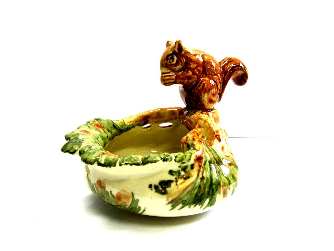Antique Weller Pottery Woodcraft Squirrel Nut Bowl, 1920's Weller ...