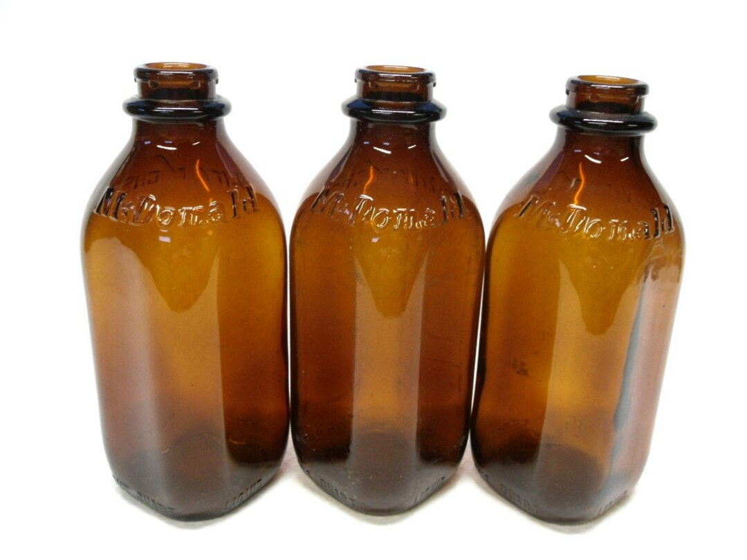 Vintage Milk Bottles Set of 3 Mcdonald Dairy Brown Glass Milk Bottles ...