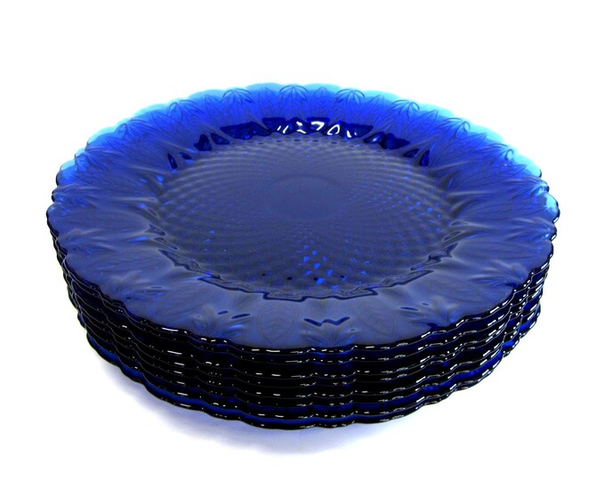Cobalt Blue Glass Dinner Plate Luminarc of France Royal Sapphire Blue ...