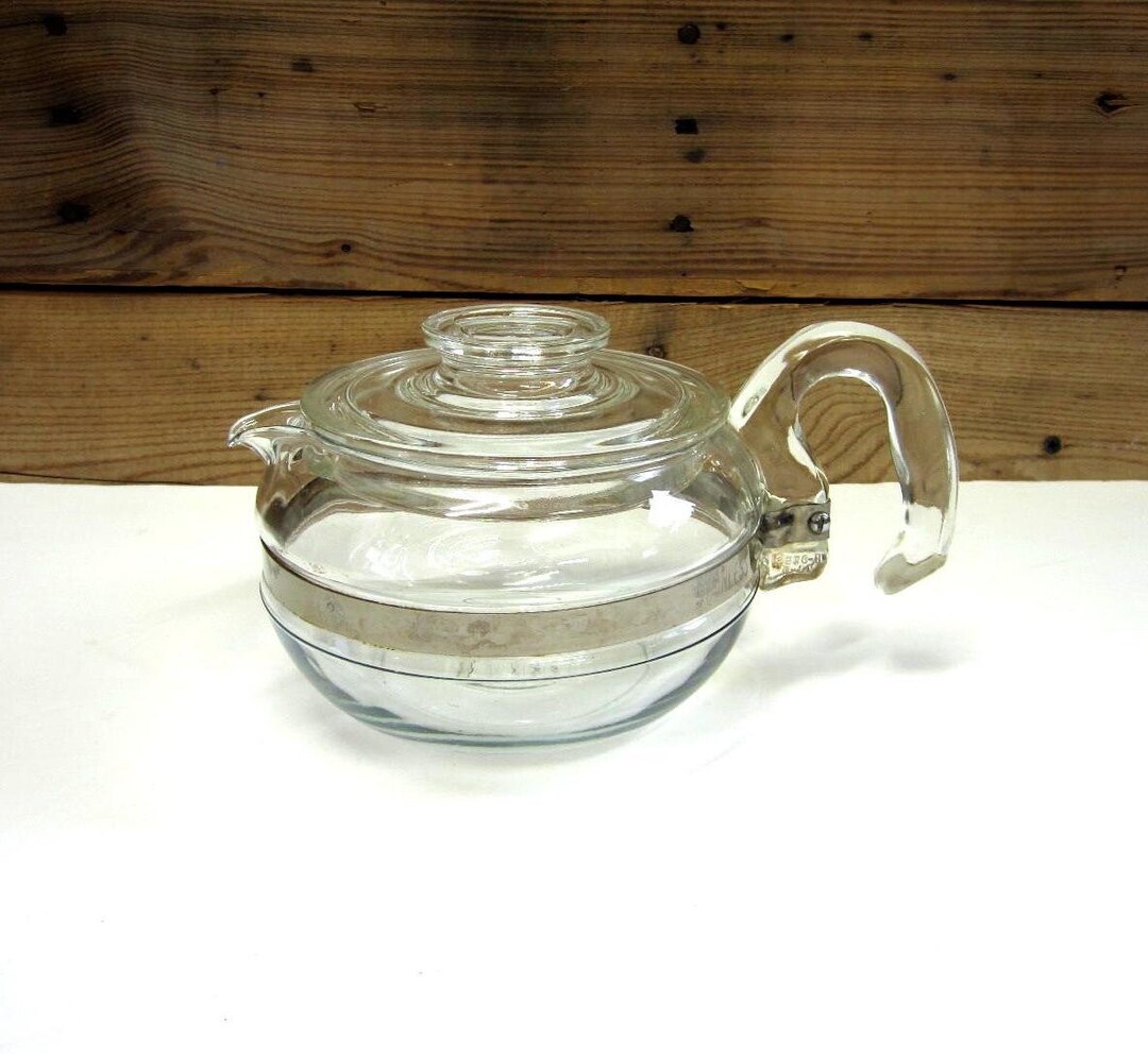 Pyrex 6 Cup Clear Glass Tea or Coffee Pot, Vintage Pyrex Flameware ...