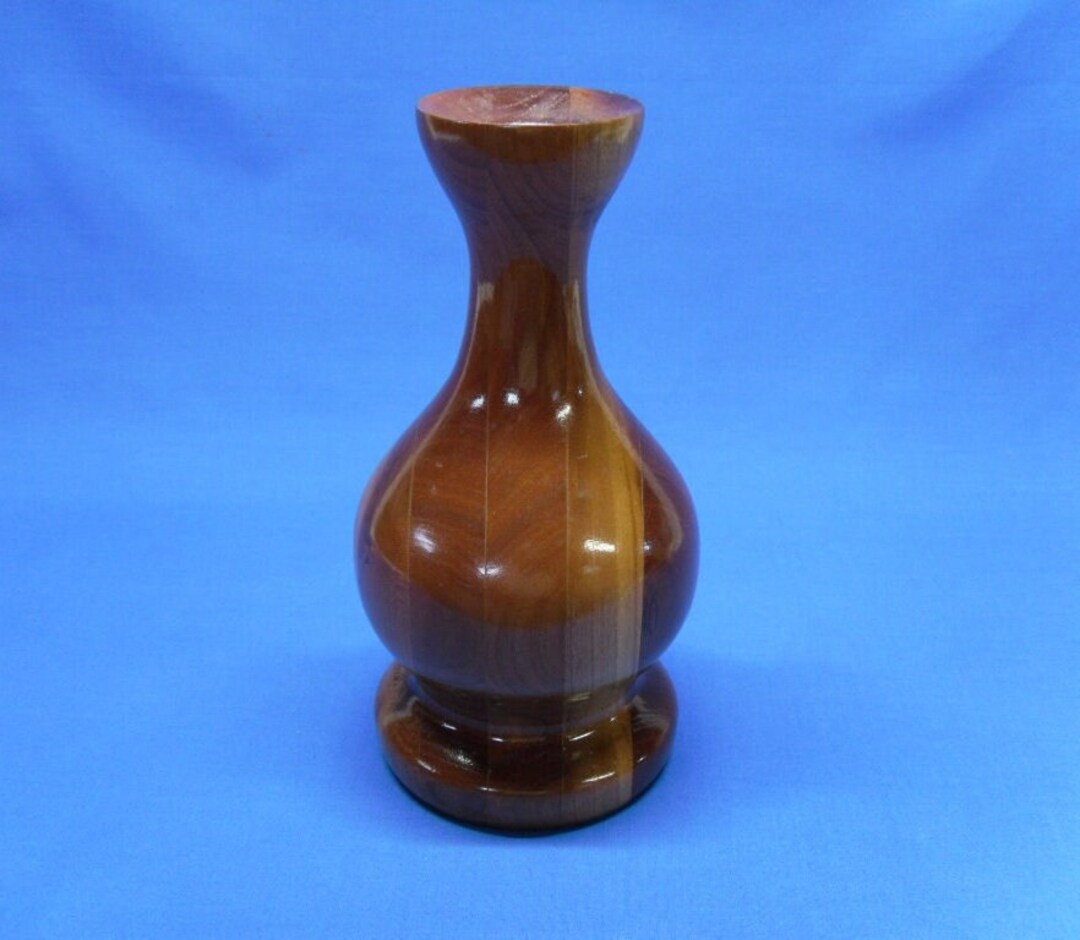 Lustrous Vintage Hand Turned Wood Vase, Wooden Vase for Dried Flowers ...