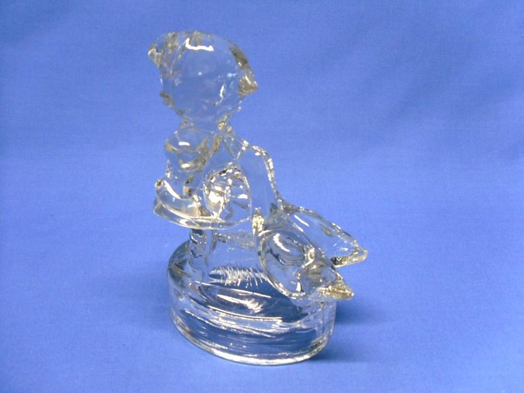 LE Smith Clear Crystal Goose Girl Figurine, Vintage Crystal Figurine of ...