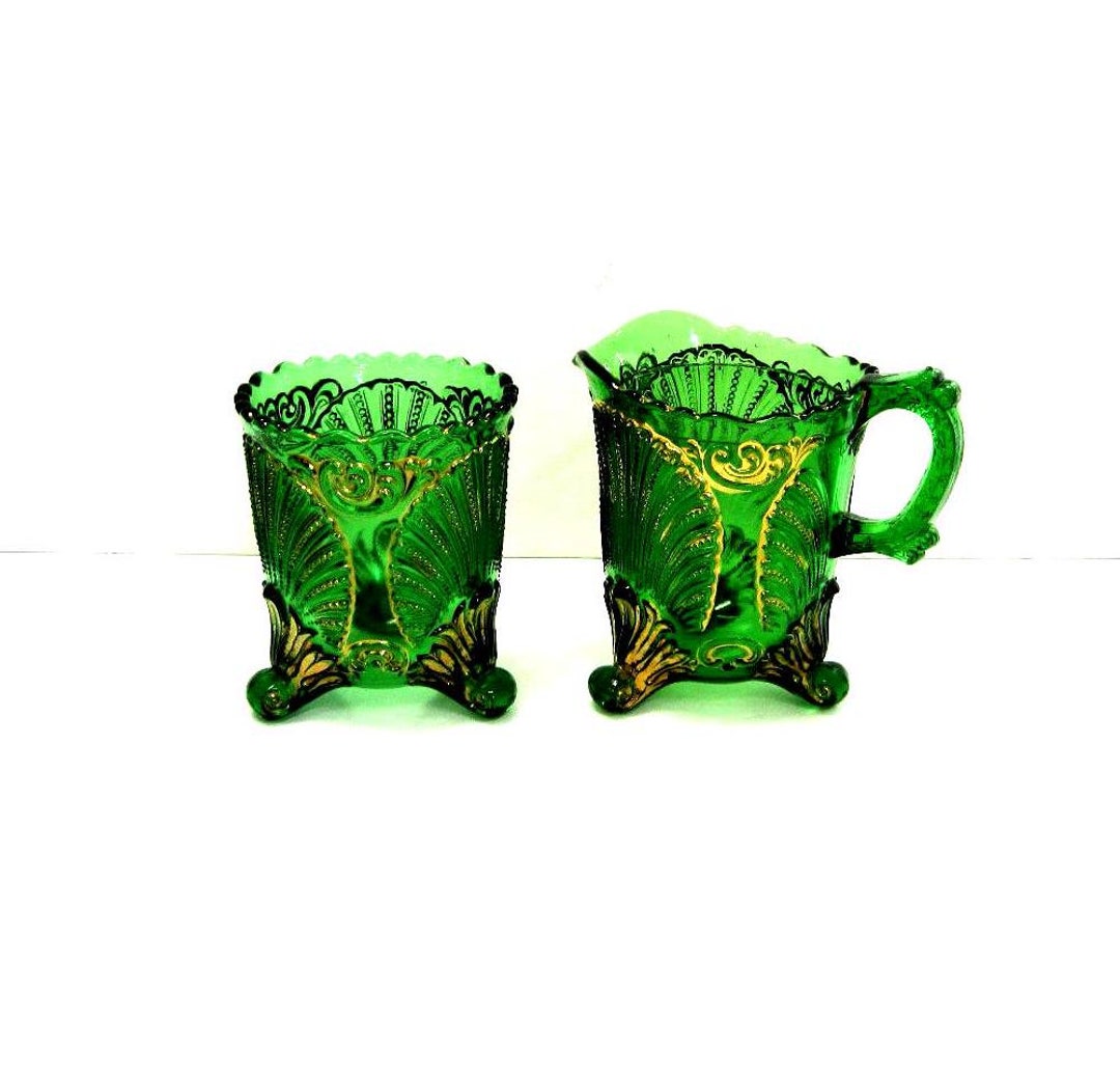 EAPG Mckee & Brothers Emerald Green Geneva Aka Shell and Scroll Sugar ...