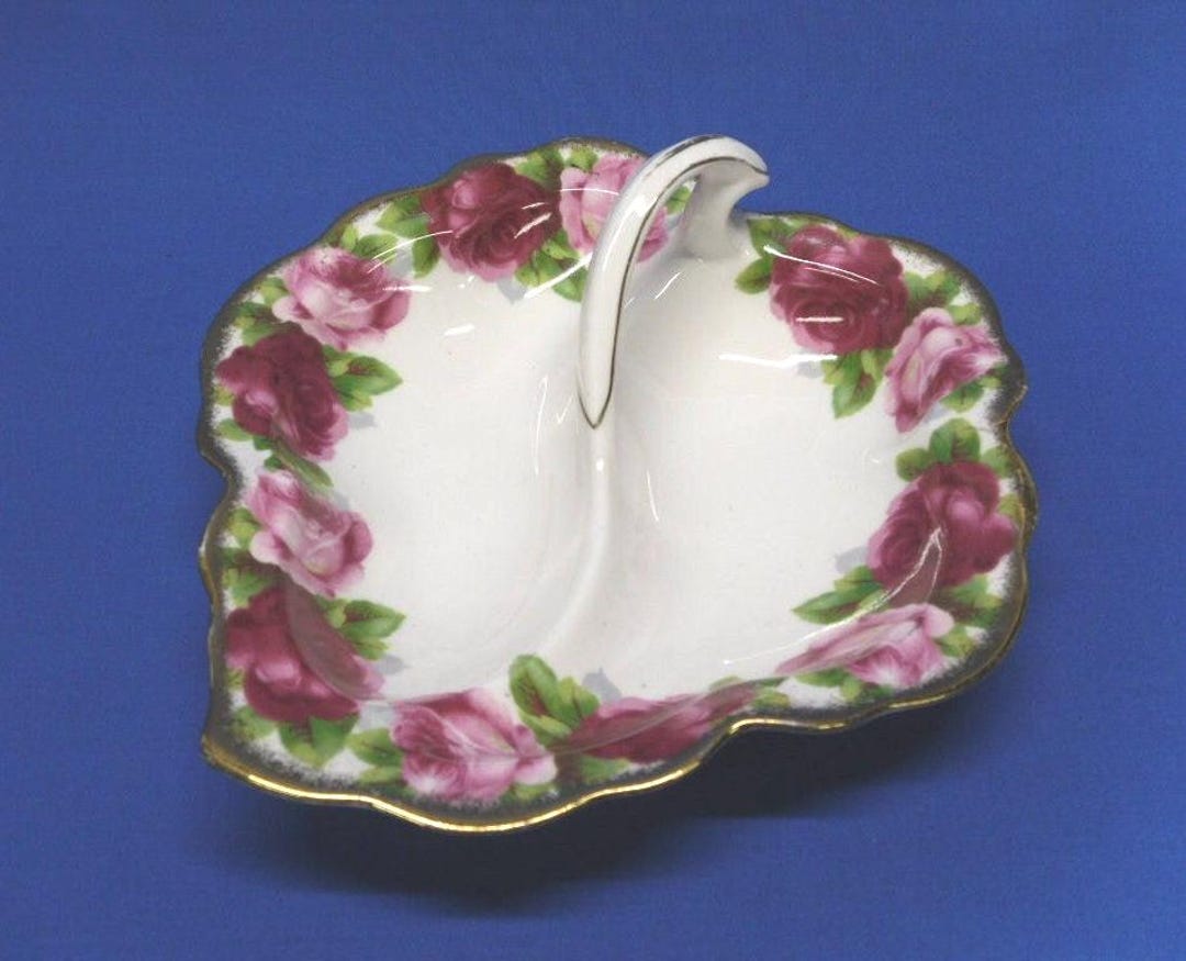 Royal Albert Old English Rose Leaf Shaped Dish, Vintage Bone China ...