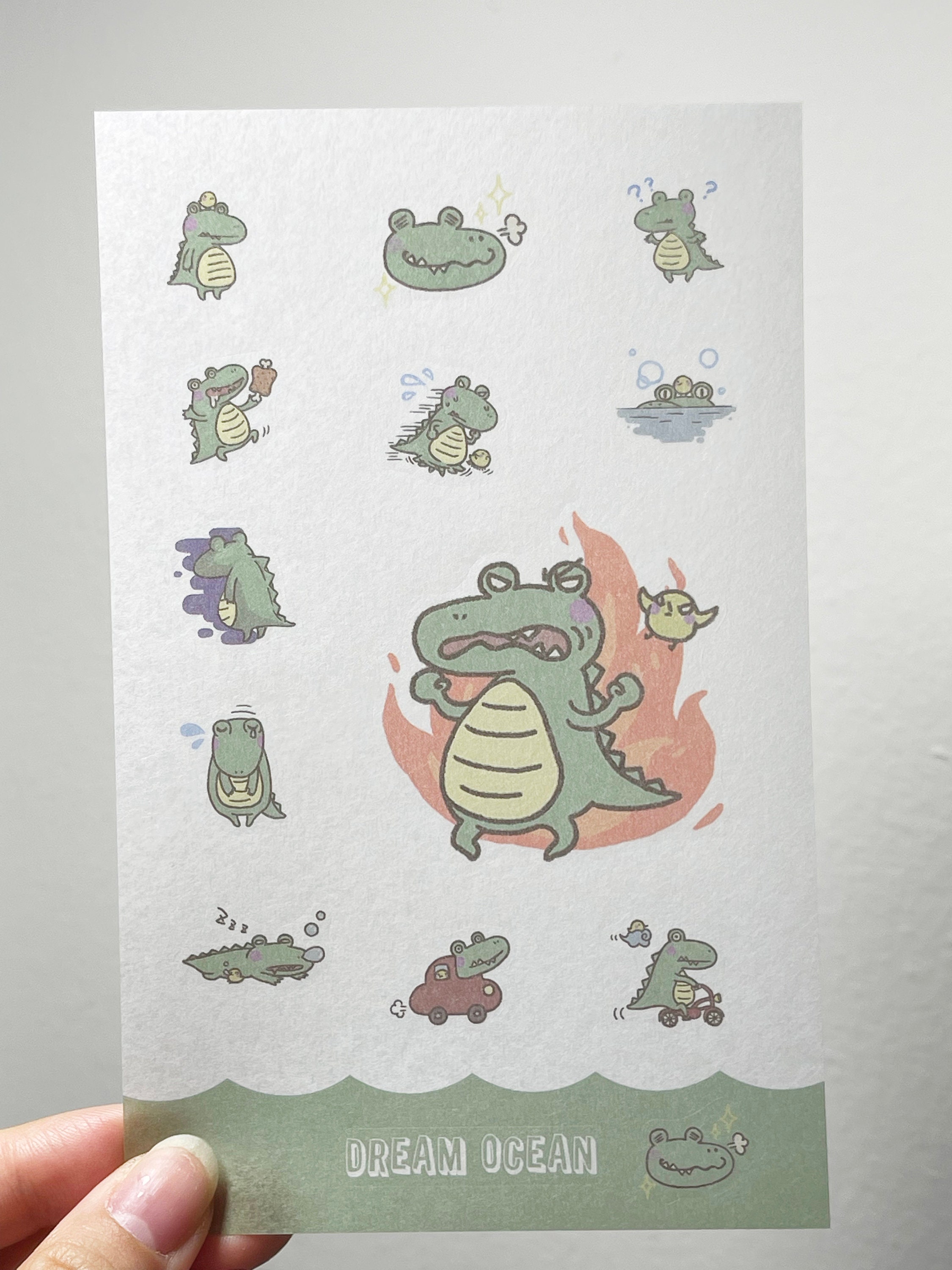 6 Sheets Chibi Crocodile Japanese Washi Sticker/ Cute Green - Etsy