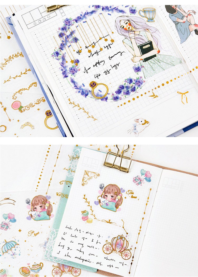 PVC Sticker Embellished Stamping Journal Stickers Labels/ - Etsy