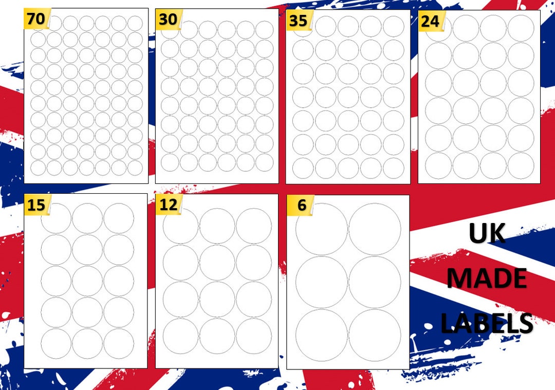 Round Labels on A4 Sheets Circle Labels Stickers for A4 Laser & Inkjet ...