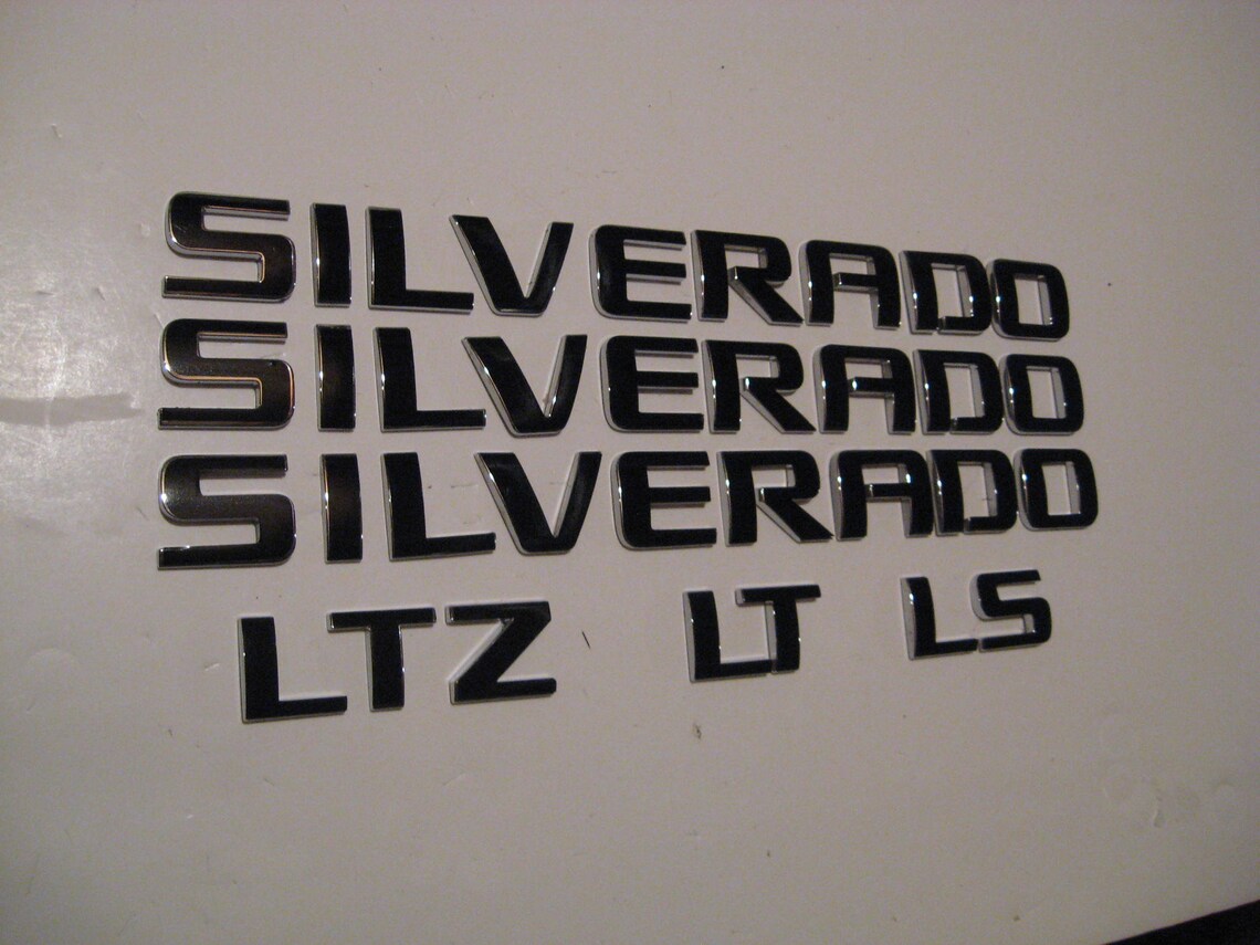 2007-2018 Chevy Silverado 1500 Emblem Overlay Decal Letters (BLACK) Set ...