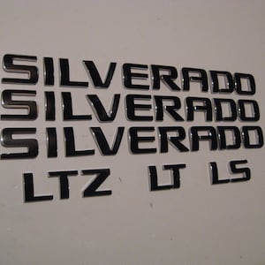 2007-2018 Chevy Silverado 1500 Emblem Overlay Decal Letters (BLACK) Set ...