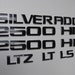 2007-2018 Chevy Silverado 2500 HD Emblem Overlay Decal Letters (BLACK ...