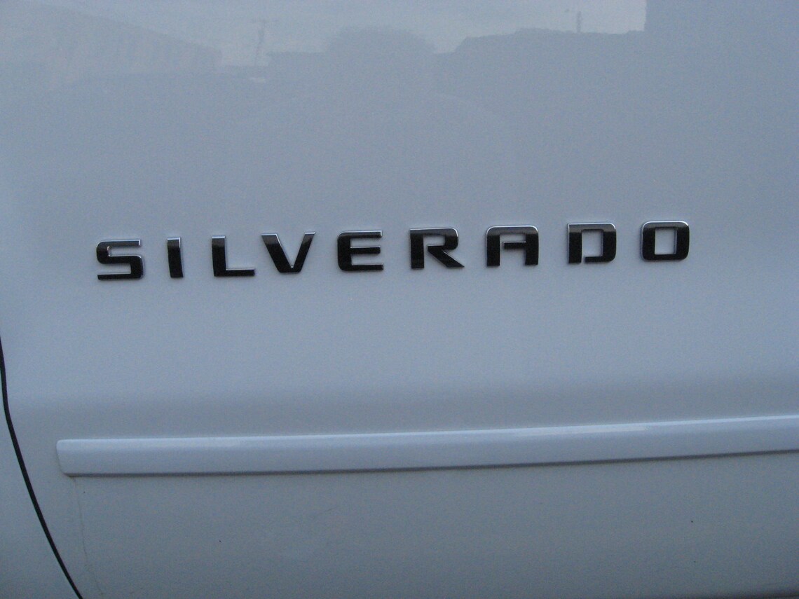 2007-2018 Chevy Silverado 2500 HD Emblem Overlay Decal Letters (BLACK ...