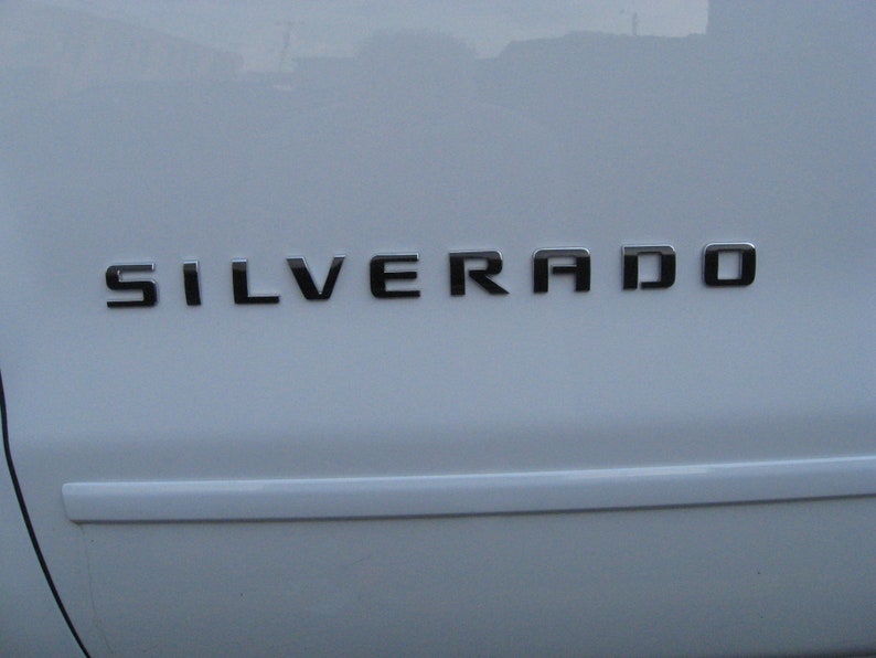 2007-2018 Chevy Silverado 1500 Emblem Overlay Decal Letters (BLACK) Set ...