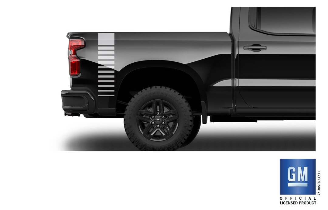 2019-2026 Chevy Silverado 1500 Silver Bed Side Decals Set of 2 GM ...