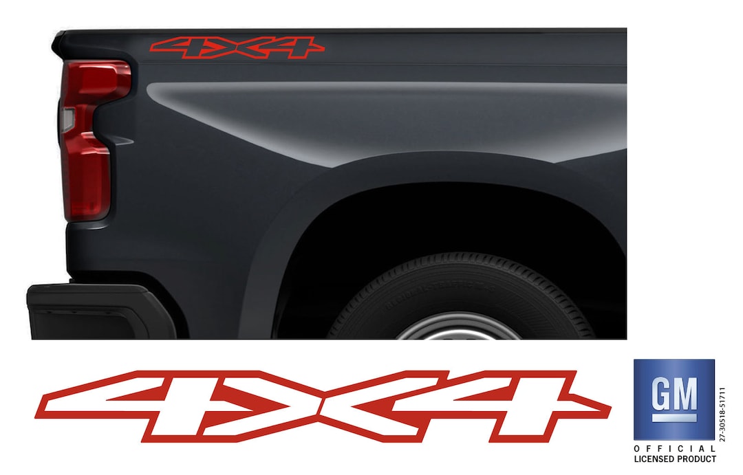 2019 2020 2021 2022 2023 Chevy Silverado Red 4X4 Bed Side Decal ...