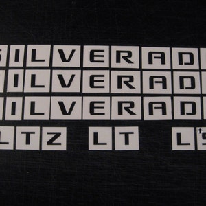 2007-2018 Chevy Silverado 1500 Emblem Overlay Decal Letters (BLACK) Set ...