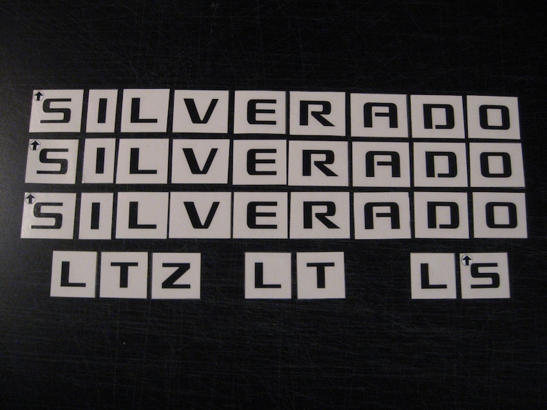 2007-2018 Chevy Silverado 1500 Emblem Overlay Decal Letters (BLACK) Set ...