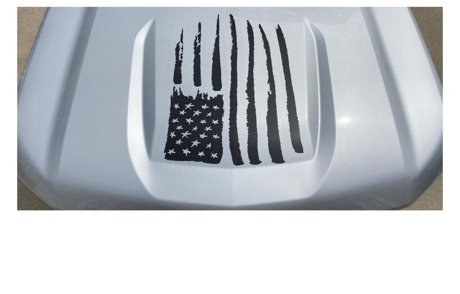 2019-2026 Chevy Silverado 1500 Gloss Black Distressed Flag Hood Decal ...