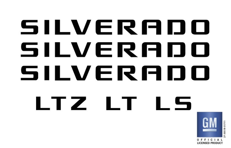 2007-2018 Chevy Silverado 1500 Emblem Overlay Decal Letters (BLACK) Set ...