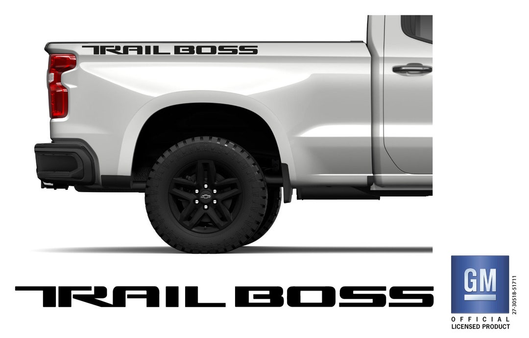 2019-2026 Chevy Silverado 1500 Gloss Black Trail Boss Bed Side Decals ...