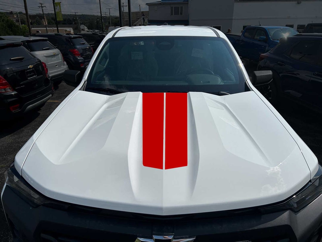 2023 2024 2025 Chevy Colorado WT LT Z71 Trail Boss Red Rally Racing Stripes Center Hood Decal GM ...