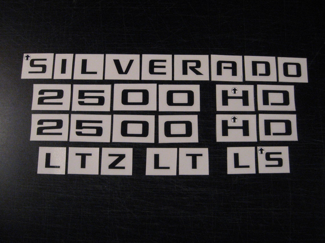 2007-2018 Chevy Silverado 2500 HD Emblem Overlay Decal Letters (BLACK ...